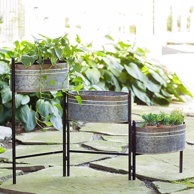 Folding Metal Trio Planter | Antique Farmhouse
