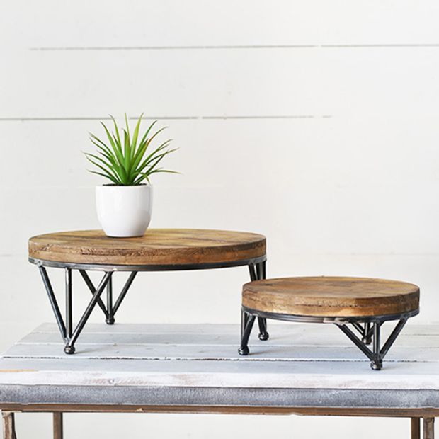 Metal and Reclaimed Wood Riser Set of 2 | Antique Farmhouse
