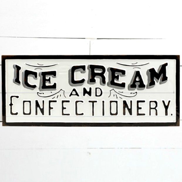 Embossed Ice Cream Confectionery Sign | Antique Farmhouse