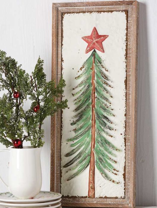 Rustic Christmas Tree Framed Wall Art | Antique Farmhouse