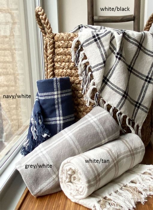 Windowpane Plaid Blanket | Antique Farmhouse