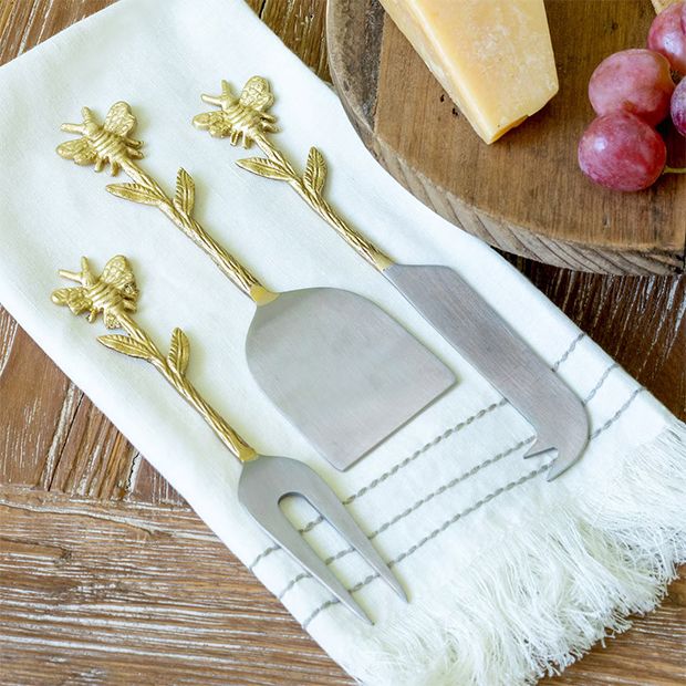 3 Piece Honey Bee Handled Cheese Server Set | Antique Farmhouse