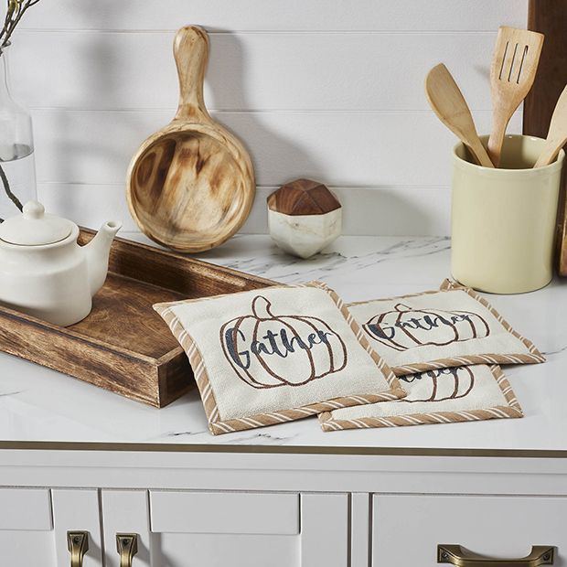 3 Piece Pumpkin Gather Trivet Pad Set | Antique Farmhouse