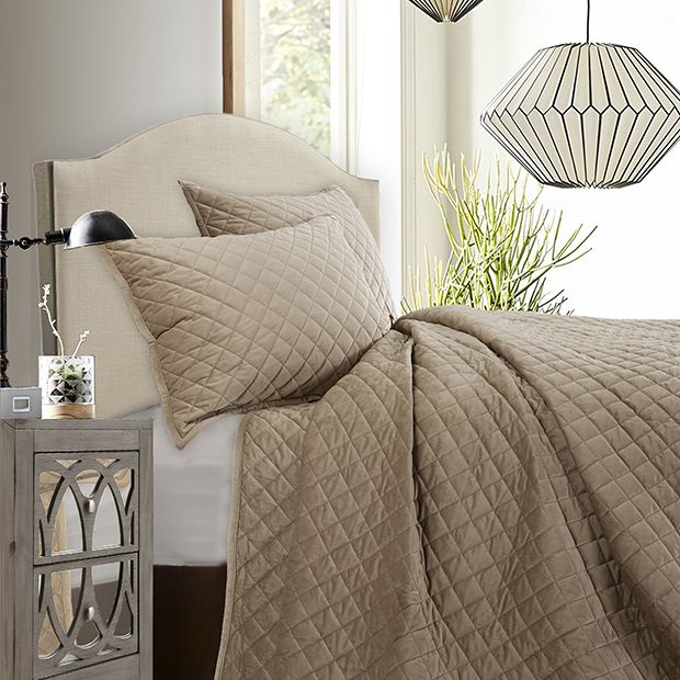 3 Piece Velvet Diamond Quilt Set | Antique Farmhouse