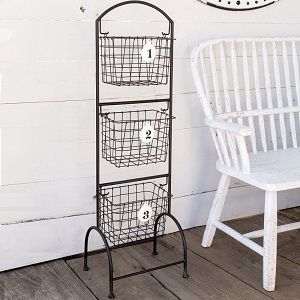 Tall Wire Basket Stand | Antique Farmhouse