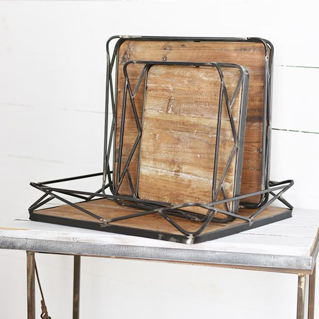 Modern Rustic Square Tray Set of 3 | Antique Farmhouse
