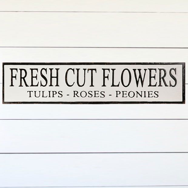 Enamel Fresh Cut Flowers Sign | Antique Farmhouse