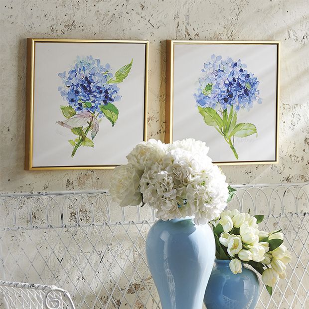 Framed Hydrangea Canvas Print Set of 2 | Antique Farmhouse