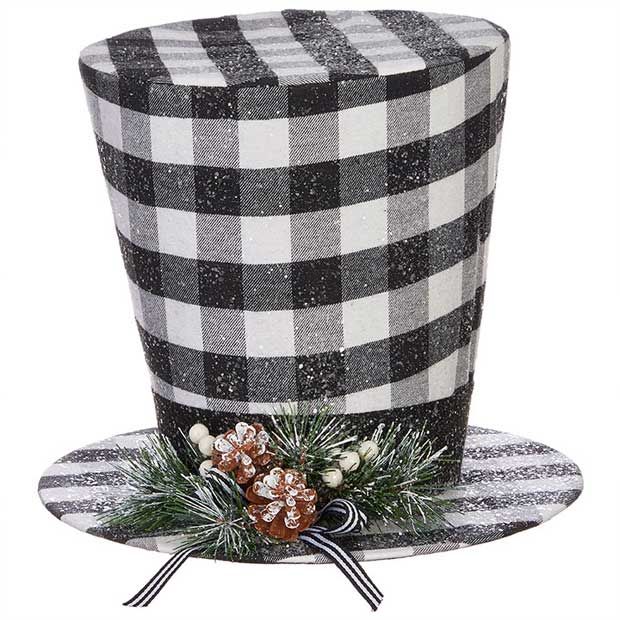 Checked Top Hat Accent Decor | Antique Farmhouse