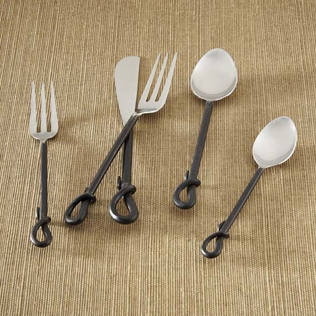 5 Piece Forged Loop Flatware Set Antique Farmhouse