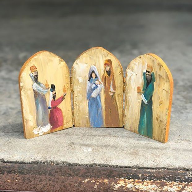 Hinged Triptych Nativity Scene | Antique Farmhouse