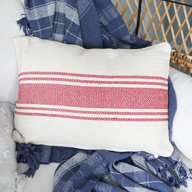 Cotton Canvas Pillow With Stripes | Antique Farmhouse