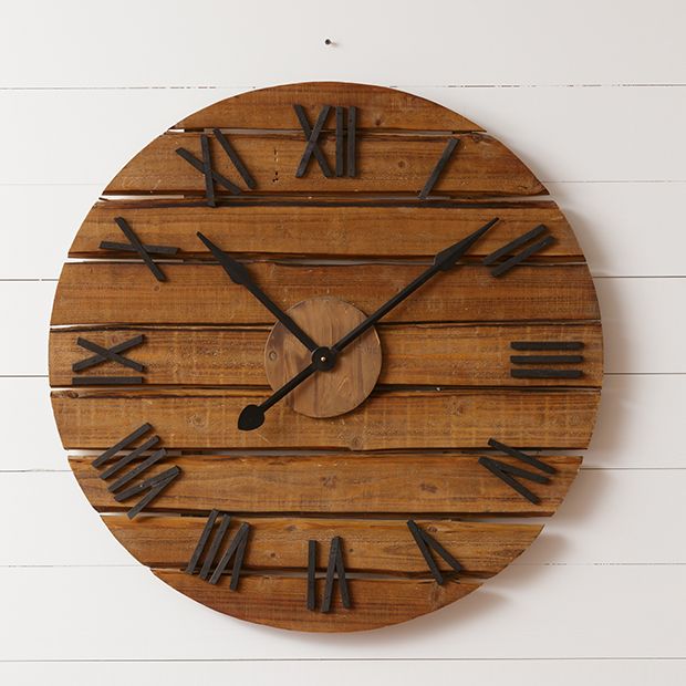 Wooden Slat Rustic Wall Clock | Antique Farmhouse