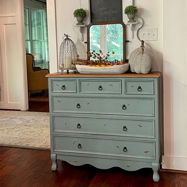 6 Drawer Painted Blue Storage Chest | Antique Farmhouse