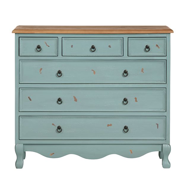 6 Drawer Painted Blue Storage Chest | Antique Farmhouse