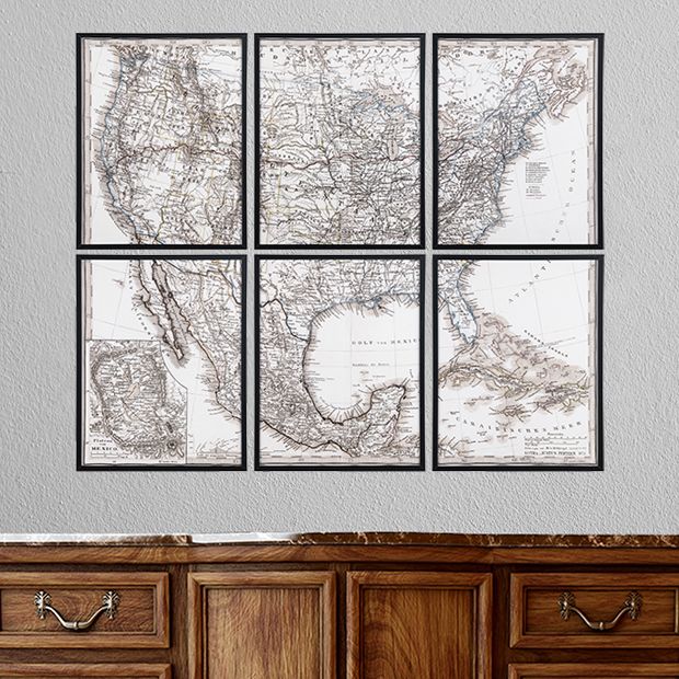 6 Piece Atlas Painted Wall Decor Collection | Antique Farmhouse
