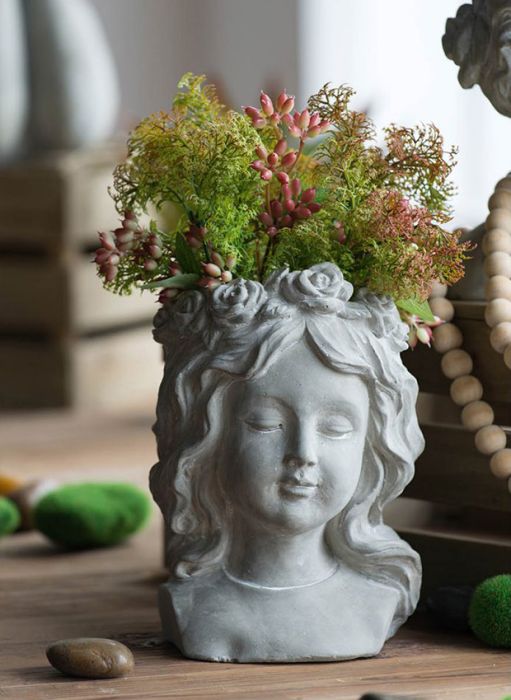 Classic Cement Bust Planter | Antique Farmhouse