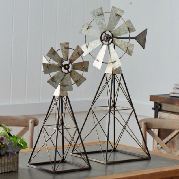 Simple Tabletop Windmill Set of 2 | Antique Farmhouse