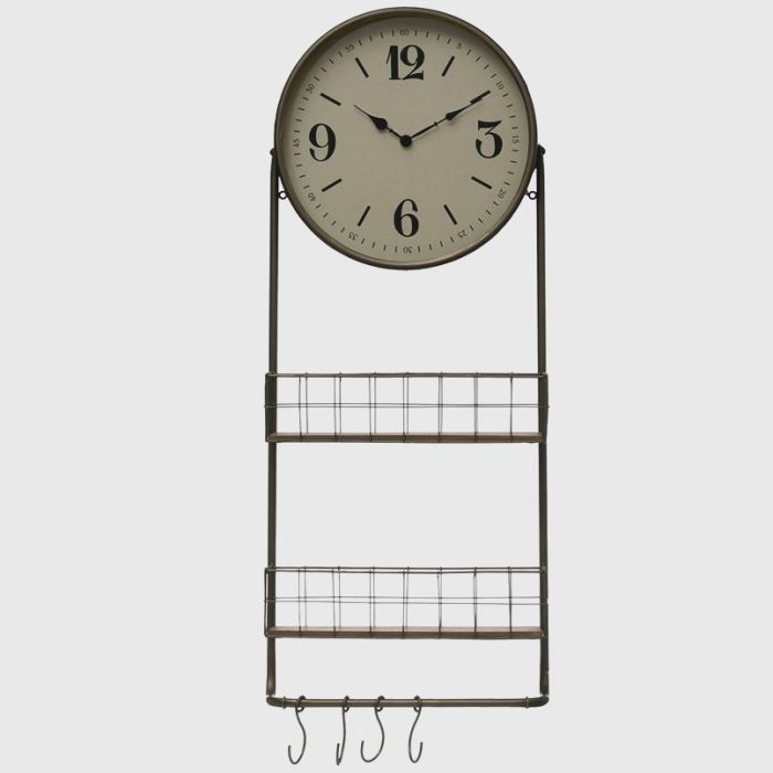 Wall Clock With Storage | Antique Farmhouse