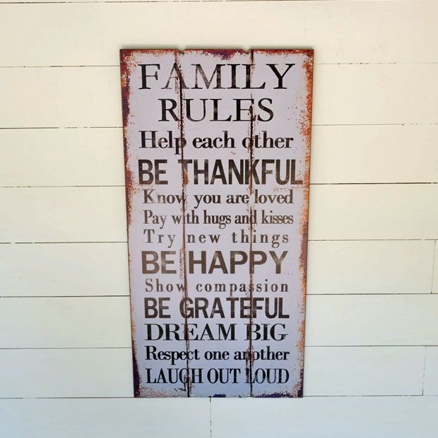 Family Rules Wall Sign | Antique Farmhouse