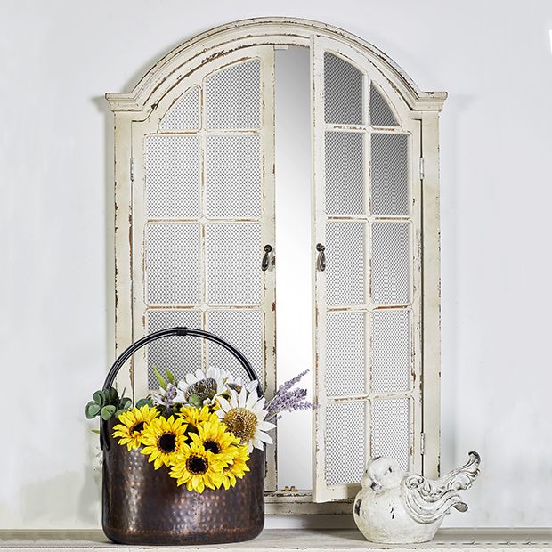 Cottage Wall Mirror With Doors | Antique Farmhouse