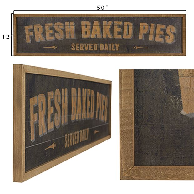 Wood Framed Fresh Baked Pies Sign | Antique Farmhouse