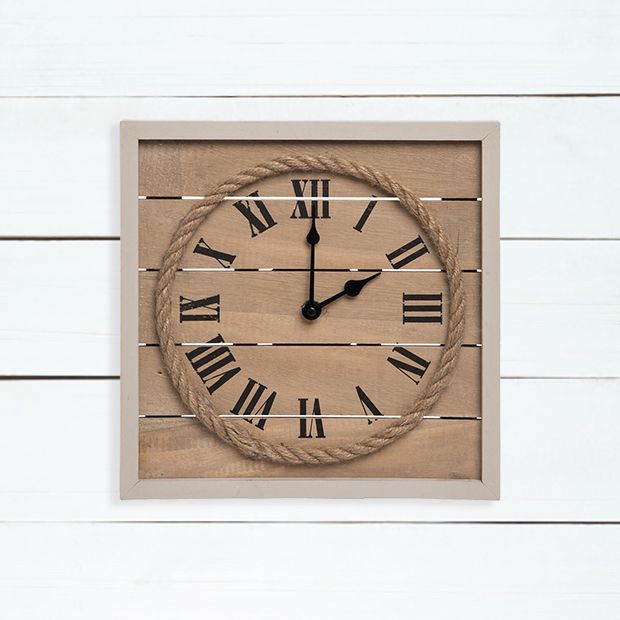 Wood And Rope Coastal Wall Clock | Antique Farmhouse