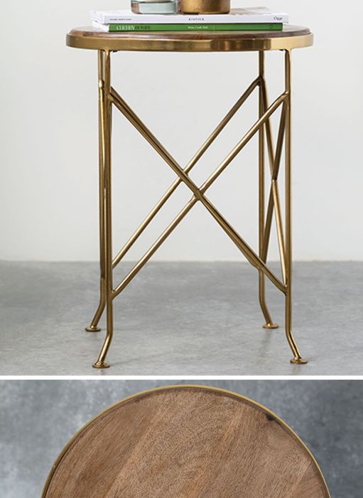 Round Mango Wood Side Table | Antique Farmhouse