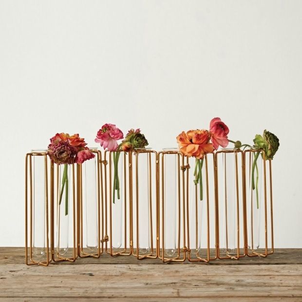9 Glass Test Tube Hinged Vase Holder | Antique Farmhouse