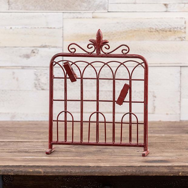 Red-Hued Metal Tabletop Gate 10 Inch | Antique Farmhouse