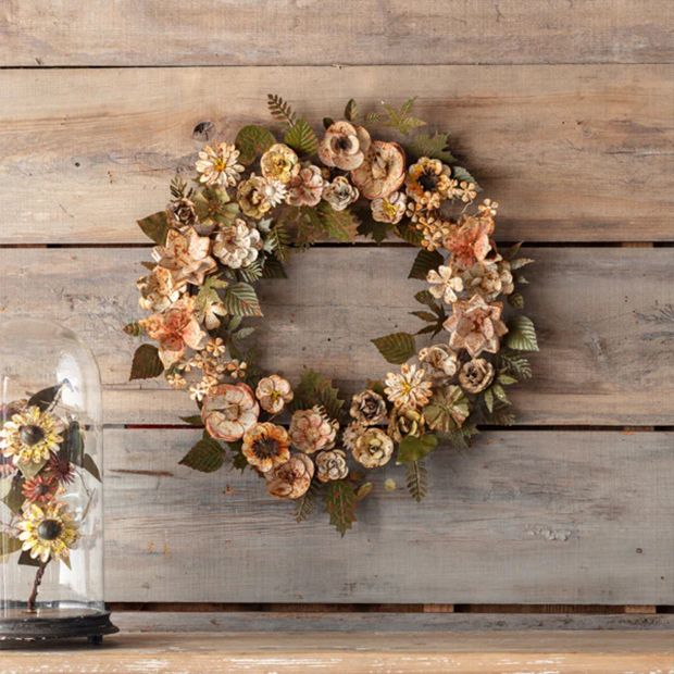 Aged Metal Multi Floral Wreath | Antique Farmhouse