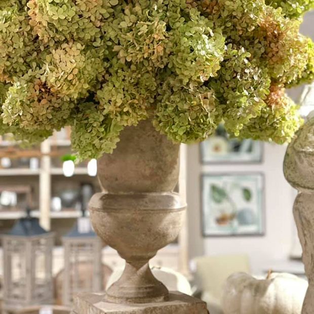 Aged Metal Square Base Urn | Antique Farmhouse