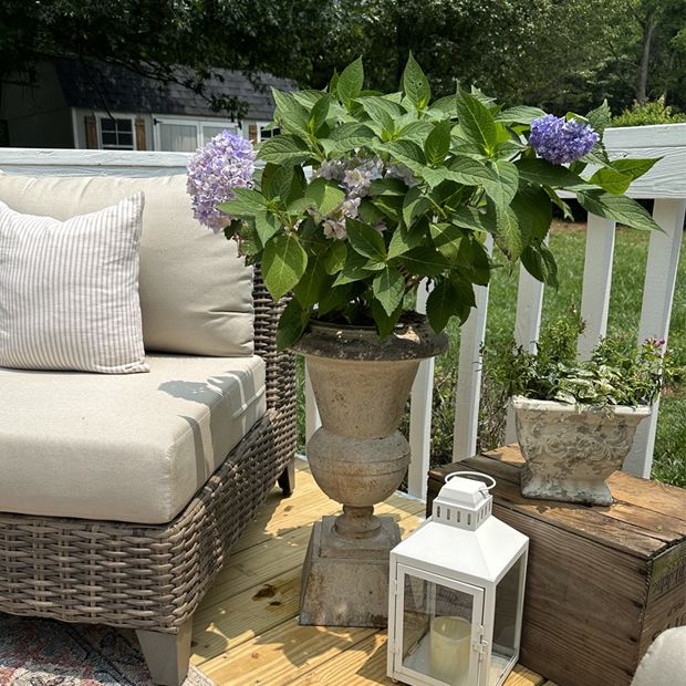 Aged Metal Square Base Urn | Antique Farmhouse