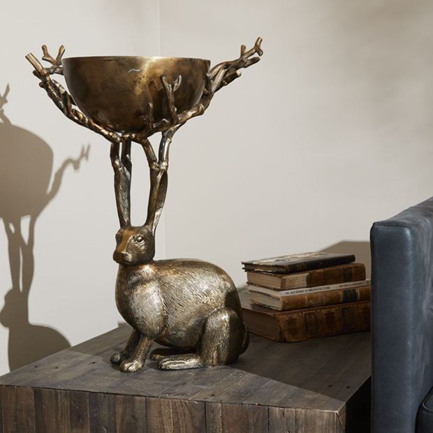 Antiqued Bunny Branch Bowl | Antique Farmhouse