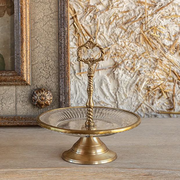 Antiqued Gold Petite Tea Server | Antique Farmhouse