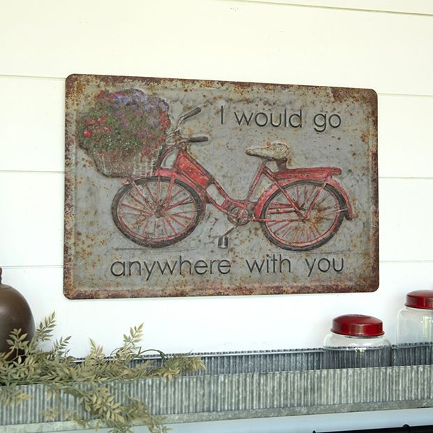 Anywhere with You Rustic Bike Sign | Antique Farmhouse