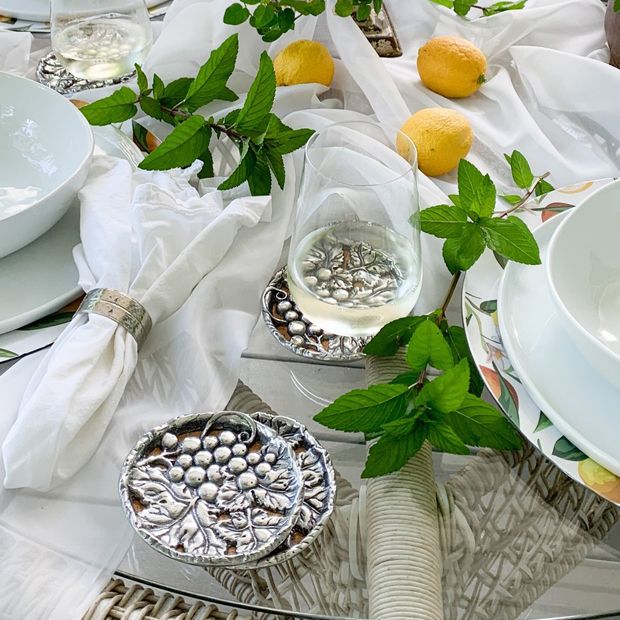 Arthur Court Grape 4 Piece Coaster Set | Antique Farmhouse