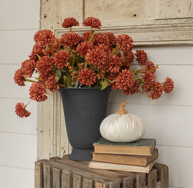Artificial Autumn Mum Bush Stem Set of 3 | Antique Farmhouse