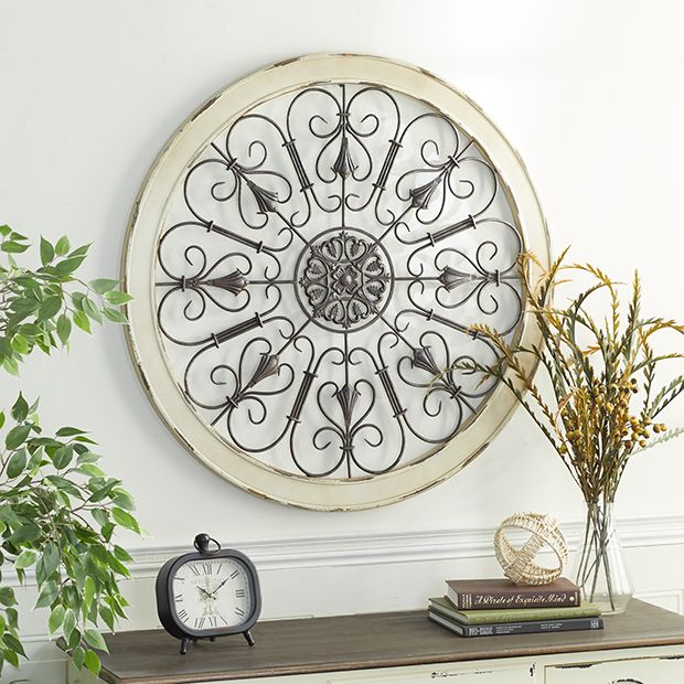 Round Framed Scrollwork Wall Medallion | Antique Farmhouse