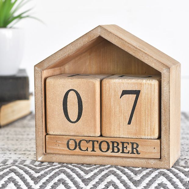 Perpetual Wood House Calendar | Antique Farmhouse