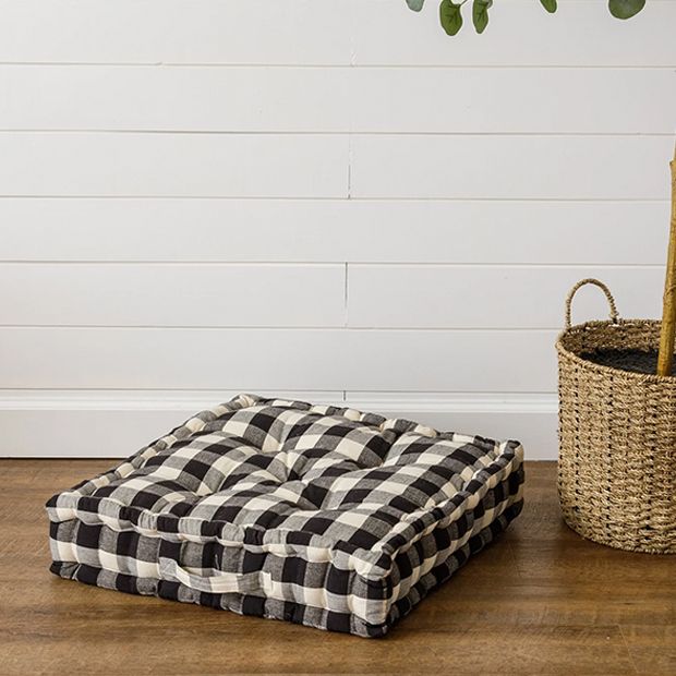 Black Buffalo Check Floor Cushion | Antique Farmhouse