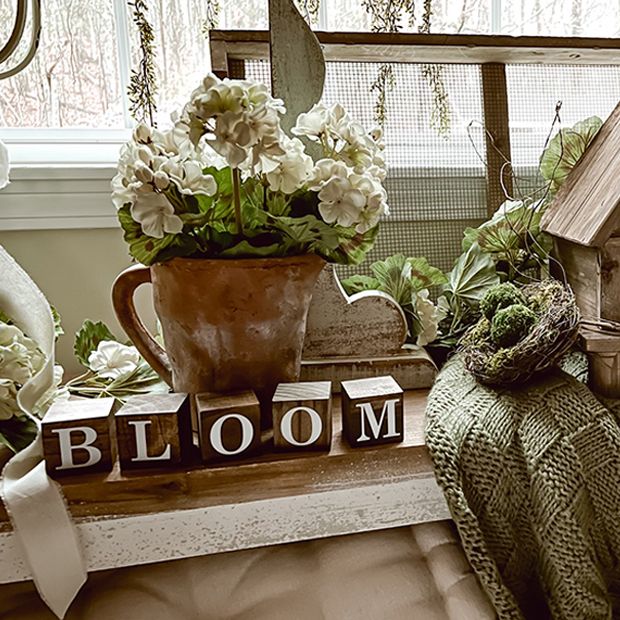 BLOOM Word Block Decor | Antique Farmhouse