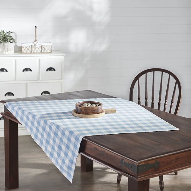 Blue Buffalo Check Square Table Topper | Antique Farmhouse