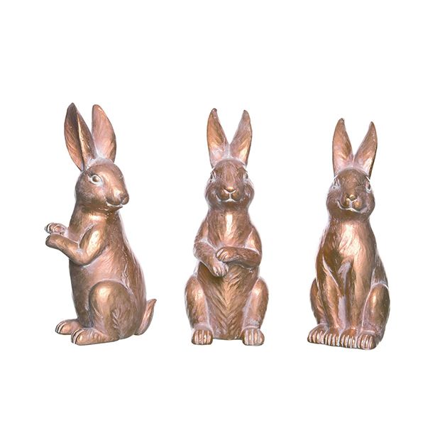 Bronze Bunny Figurine Set of 3 | Antique Farmhouse