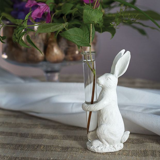 Bunny Figure with Test Tube Vase | Antique Farmhouse
