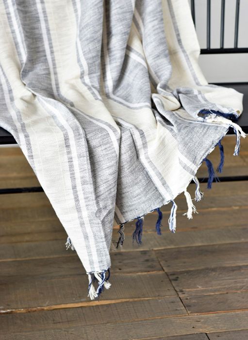 Neutral Stripe Throw Blanket | Antique Farmhouse