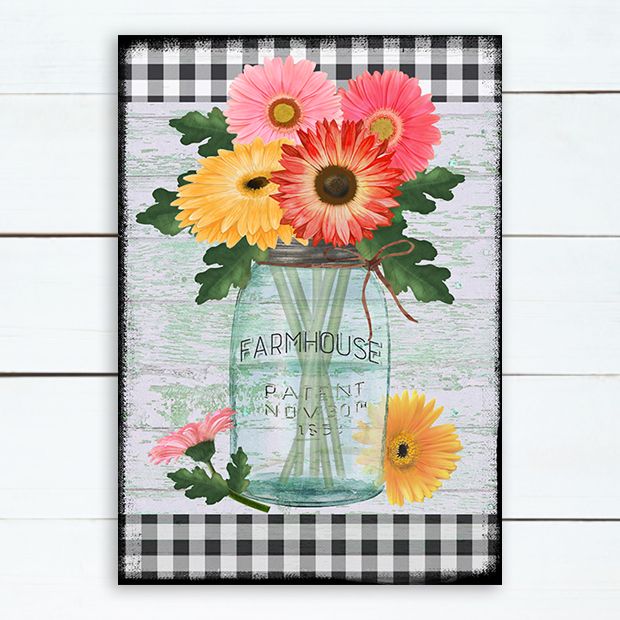 Flowers Mason Jar Wall Art | Antique Farmhouse