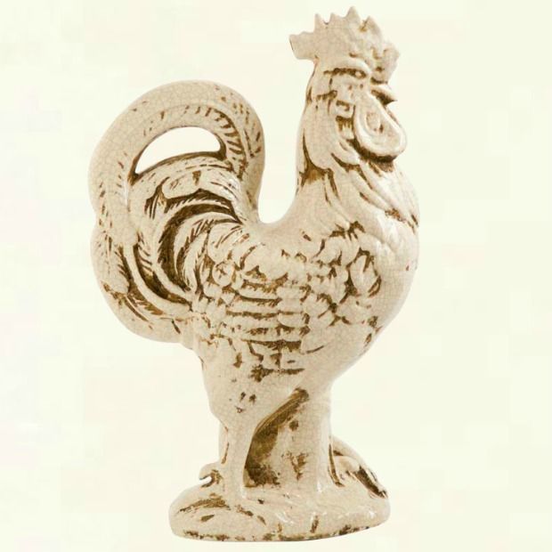 French Country Crowing Rooster Statue | Antique Farmhouse