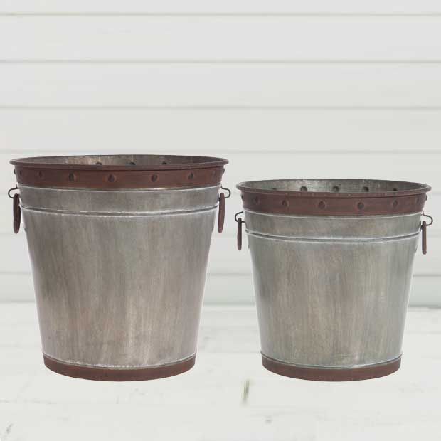 Two Tone Farm Bucket Set of 2 | Antique Farmhouse