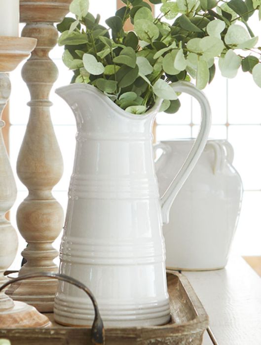 Classic Ceramic Pitcher Vase | Antique Farmhouse